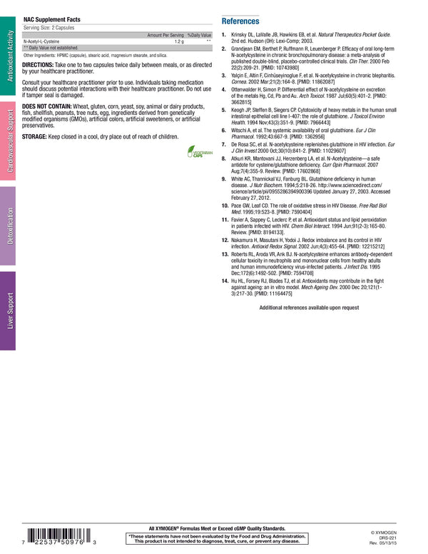 NAC by Xymogen | Antioxidant & Detoxification Support - NuVision Health ...