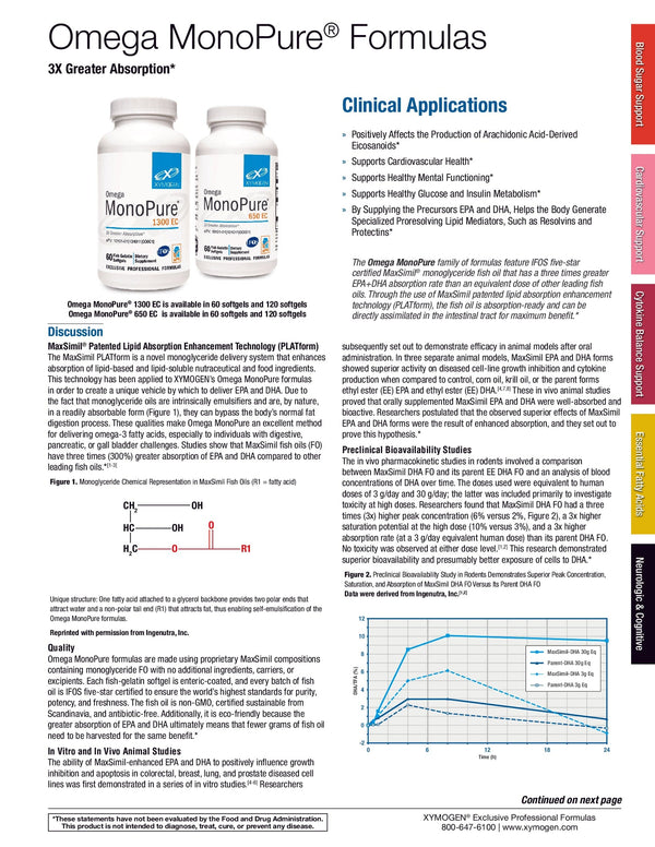 Omega MonoPure 1300 EC by Xymogen | Enhanced Monoglyceride Fish Oil ...